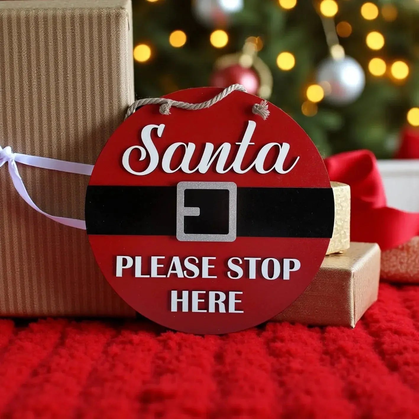 Personalised Santa Please Stop Here Christmas Sign | Pixel Burn